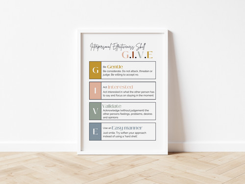 GIVE Poster for Dialectical Behavior Therapy (DBT) | Gentle Observations