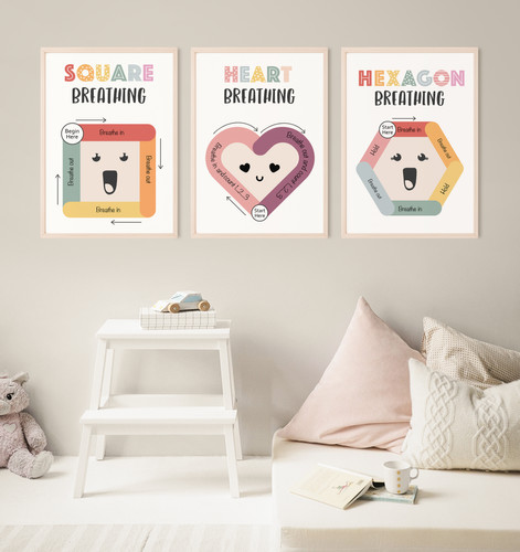 Mindfulness Breathing Digital Download Poster Bundle | Gentle Observations
