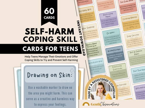 Self-Harm Coping Skill Cards | Gentle Observations