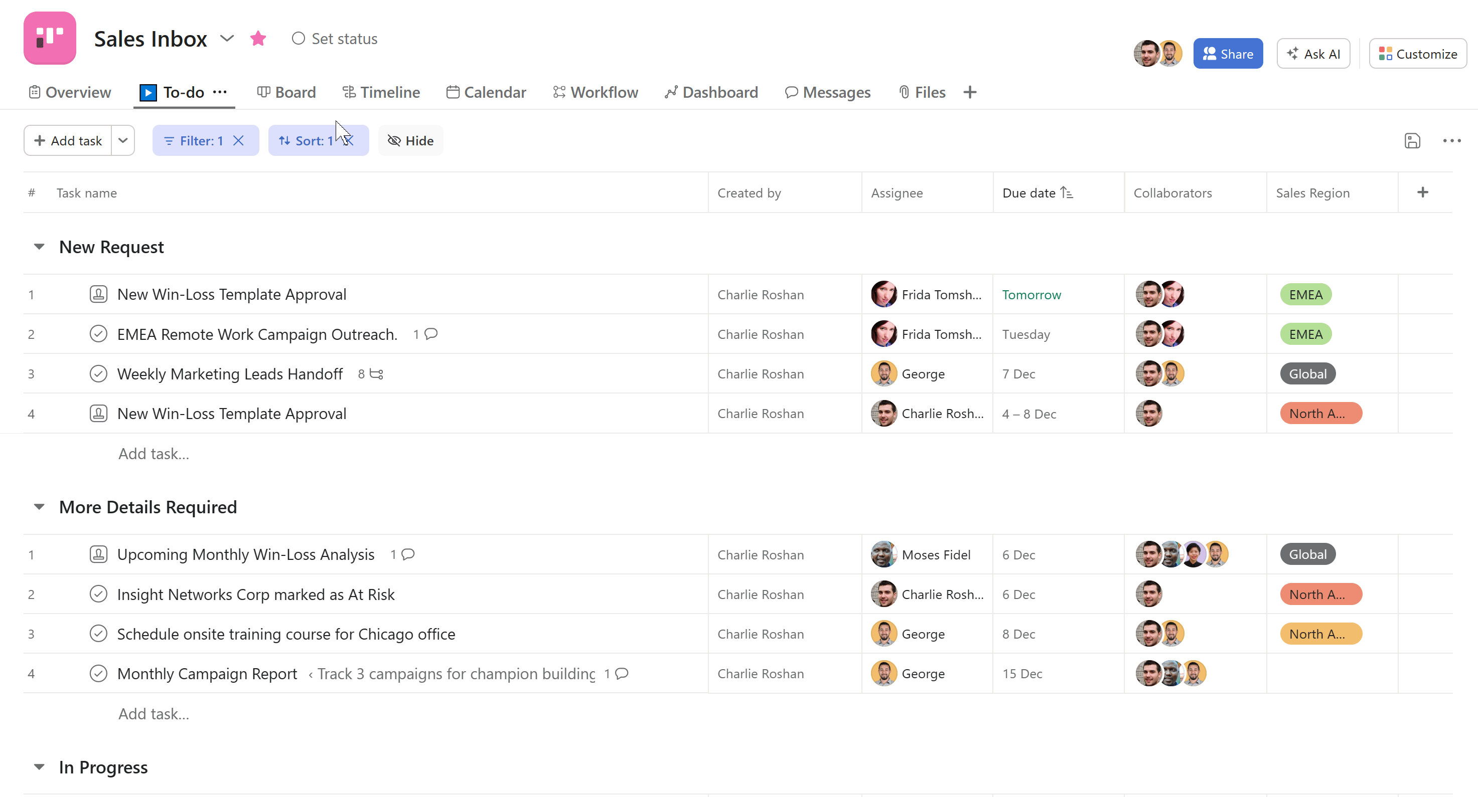 How Asana Saved View Tabs Can Optimize an Intake Request Workflow