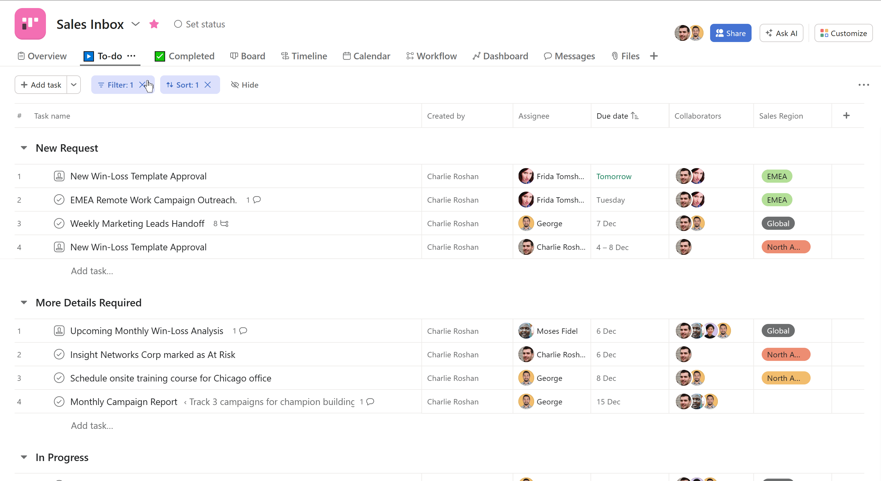 How Asana Saved View Tabs Can Optimize an Intake Request Workflow