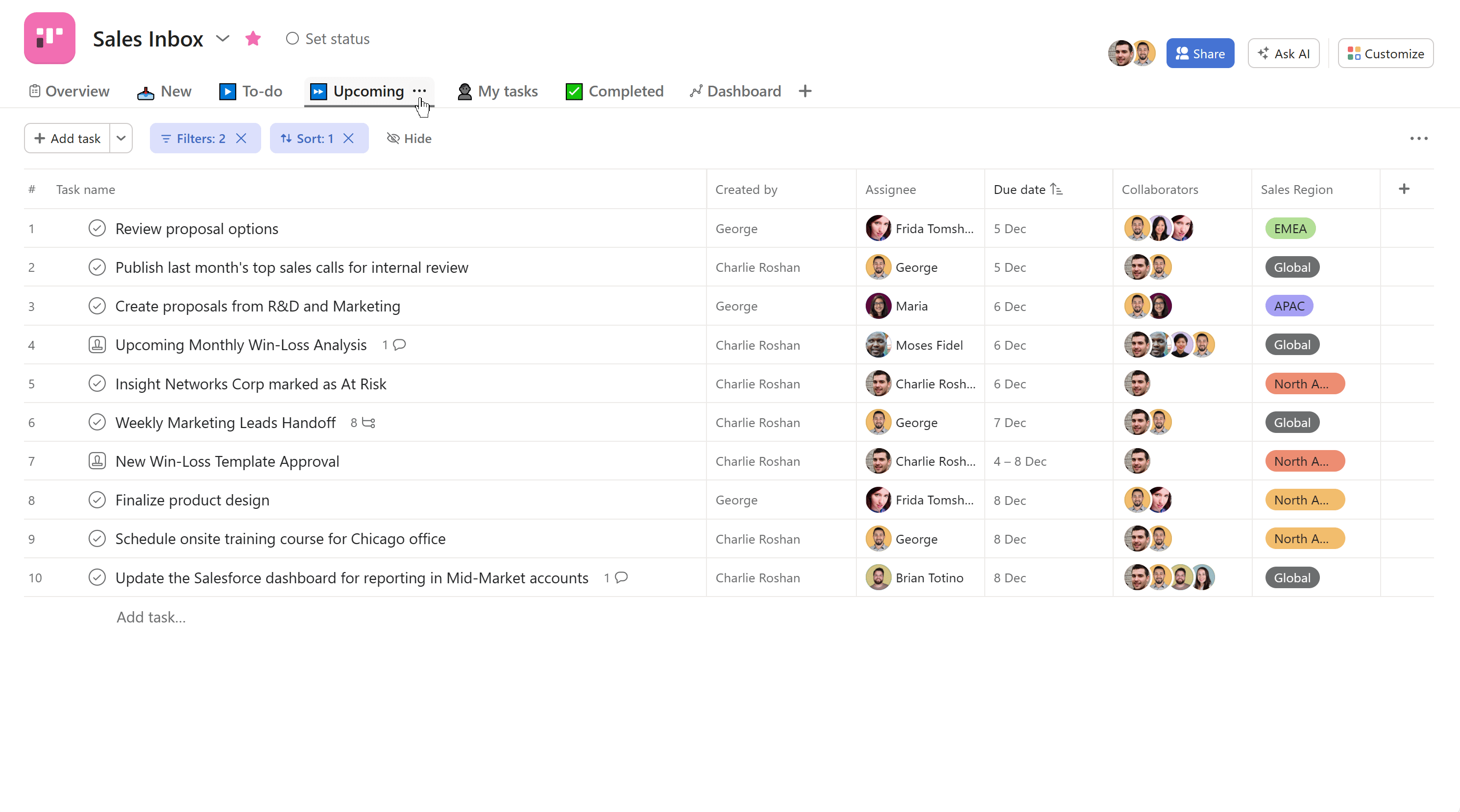 How Asana Saved View Tabs Can Optimize an Intake Request Workflow