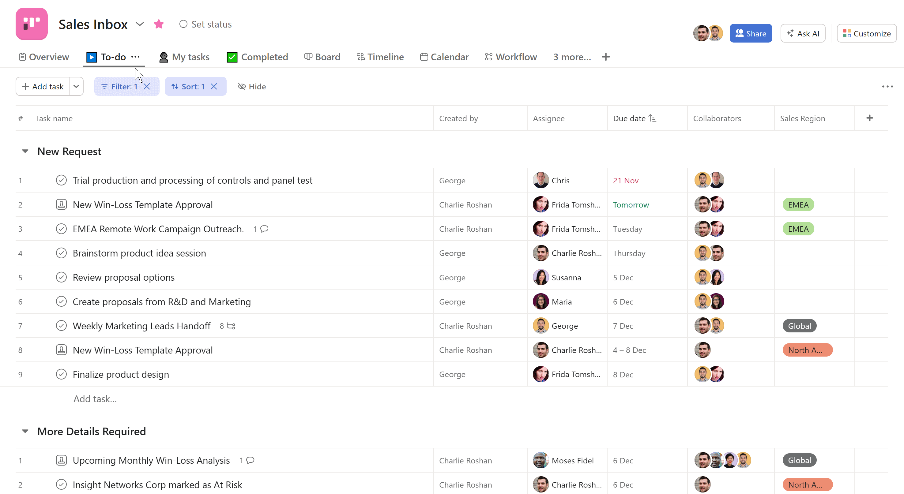 How Asana Saved View Tabs Can Optimize an Intake Request Workflow