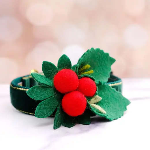 Holly Holiday Dog Collar Accessory Lola Nell
