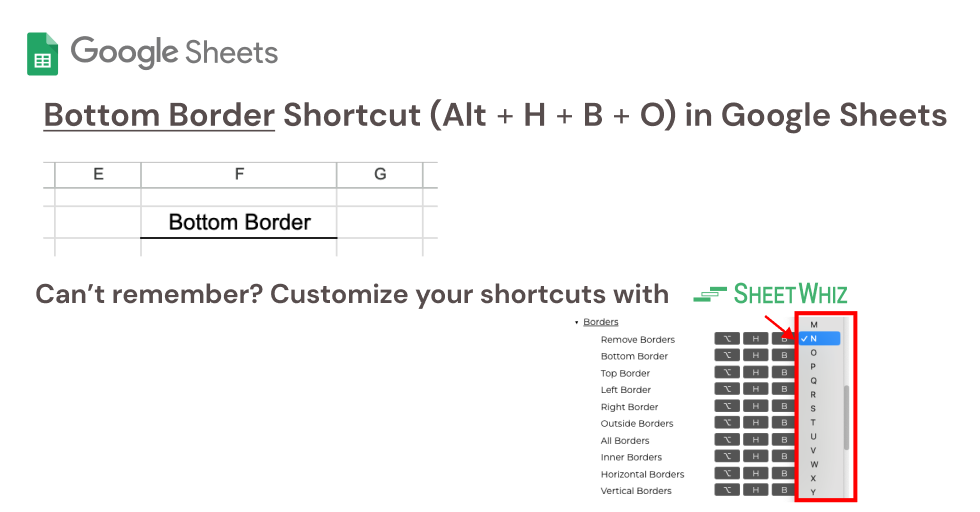 How to Use the Bottom Border Shortcut (Alt + H + B + O) in Google Sheets