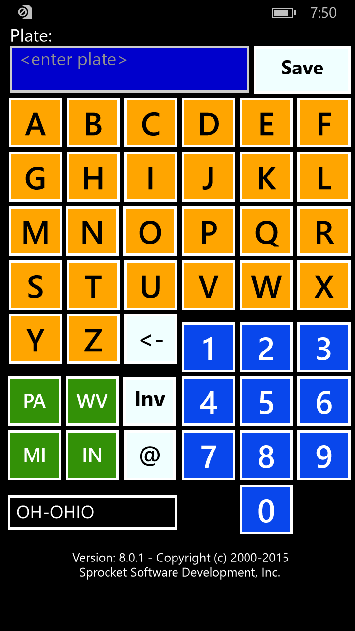 LPI Tracker® - Screen Shots - License Plate Inventory system