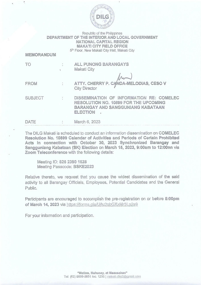 ZOOM TELECONFERENCE RE: COMELEC RES. NO. 10899 FOR THE UPCOMING ...
