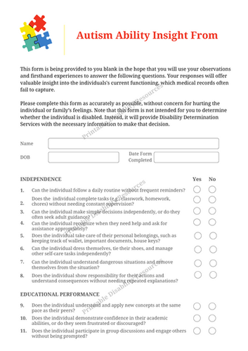Autism Provider Form | P.D.R