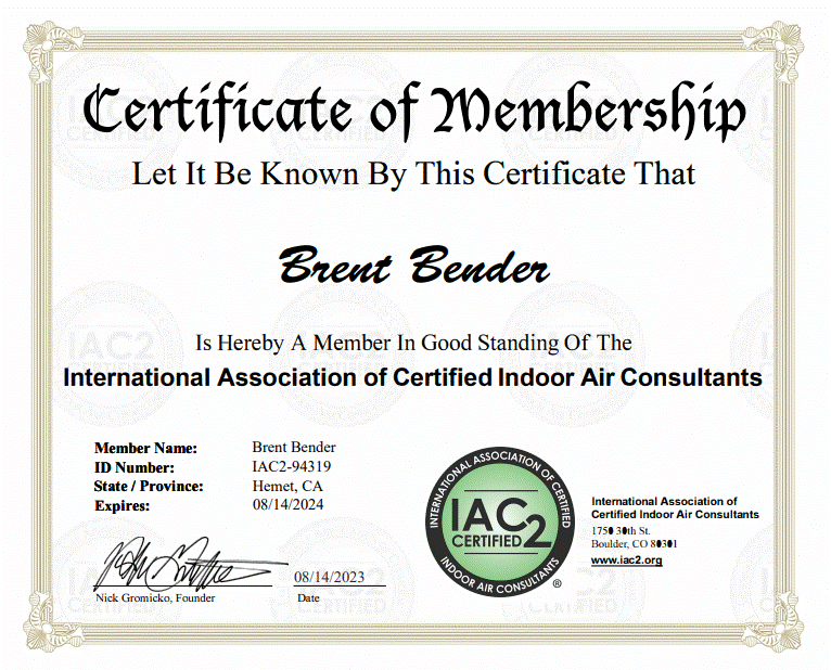 Inspection Qualifications | Hemet, CA | Bender's Inspection Services ...