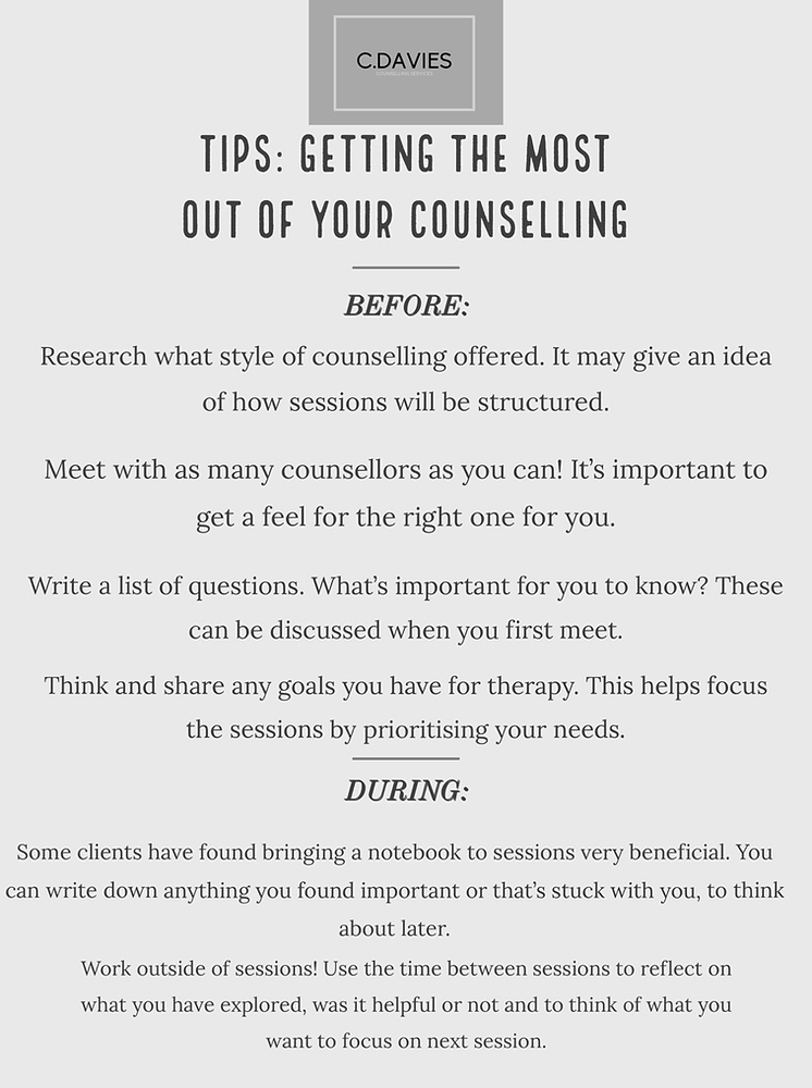 Tips on getting the most out of counselling/psychotherapy