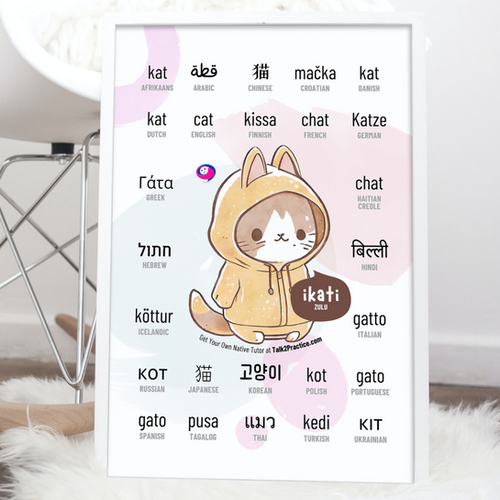 Printable PDF File "CAT" in several languages | Talk2Practice.com