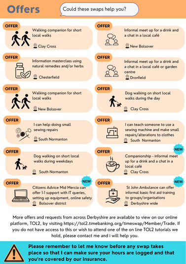 TIME SWAP OPPORTUNITIES | Derbyshire Time Swap | Swap your time with others