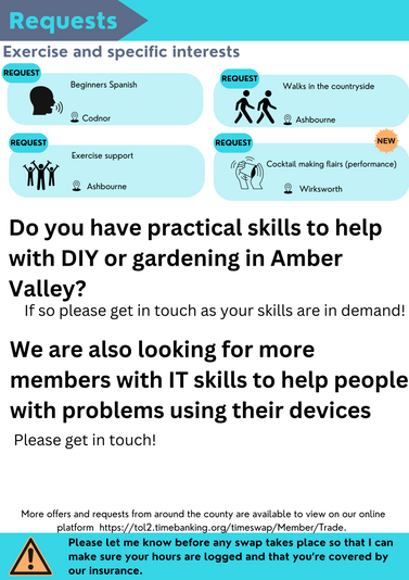 TIME SWAP OPPORTUNITIES | Derbyshire Time Swap | Swap your time with others