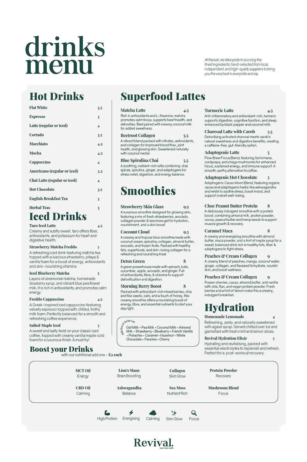 Drink Menu | Revival Wellness