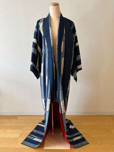 Bule Tsumugi Komon - Vintage kimono | Alisa's Kimono Room