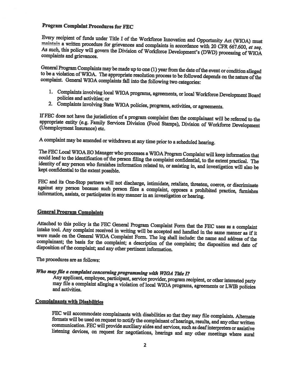 Policies & Procedures | FEC-KC