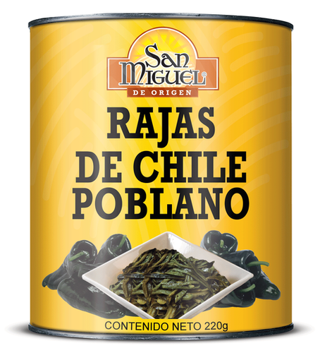 RAJAS DE CHILE POBLANO - 24 LATAS DE 220 GR | Tienda San Miguel