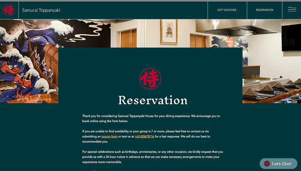 Authentic Japanese Teppanyaki at New Samurai Website