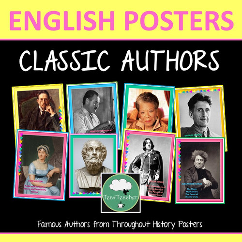 CLASSIC AUTHORS POSTERS English Classroom Decor Literature | Tea4Teacher
