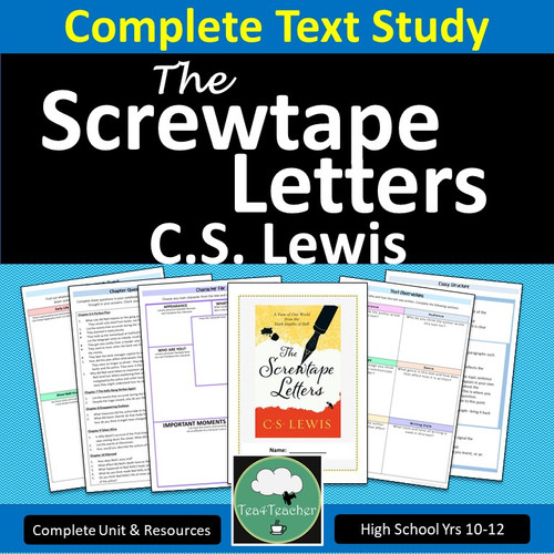 THE SCREWTAPE LETTERS Novel Study Unit | Tea4Teacher