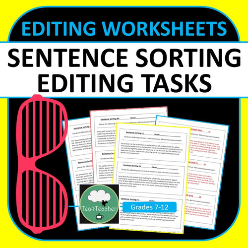 Sentence Editing Tasks for High School English Editing Bellringers ...