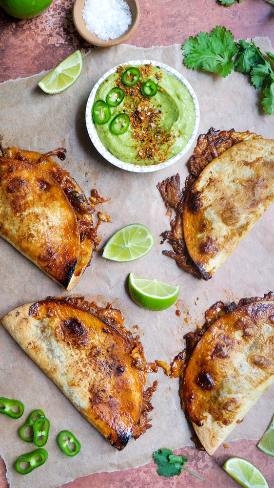 Cheesy, BBQ chicken baked tacos