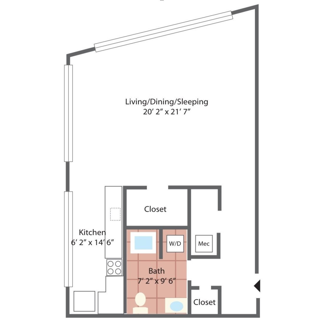 E7 - Studio Corner 2nd Floor | Floor Plans at Hatboro Lofts