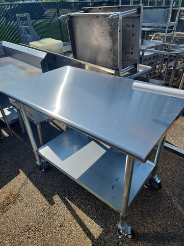 48" x 30" Stainless Steel Table with Wheels | CincyRestaurant
