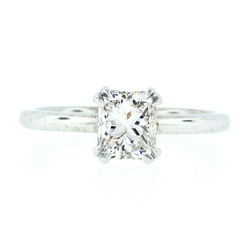 NEW Platinum Certified 1.11ctw Radiant Cut Diamond Solitaire Engagement ...