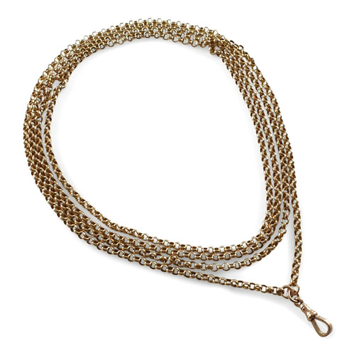 Antique Victorian 9ct Old Yellow Gold Belcher Long Guard Muff Chain ...