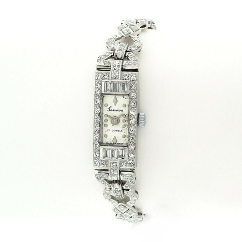 Antique Art Deco Platinum 2.50ctw Diamond Bracelet Ladies' 17 Swiss ...