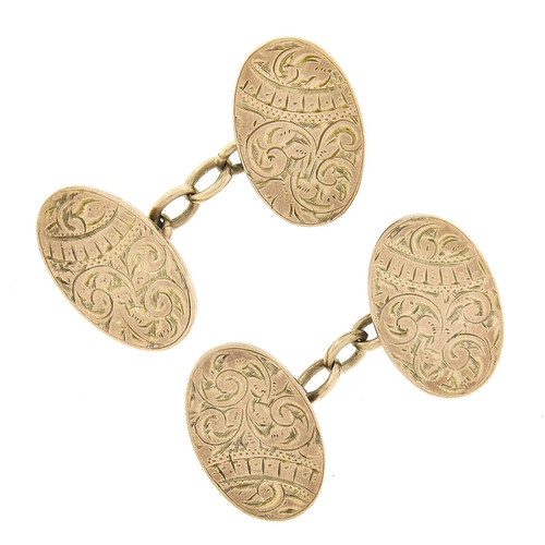 Antique Victorian 9k Rosy Yellow Gold Floral Hand Engraved Oval Cuff ...