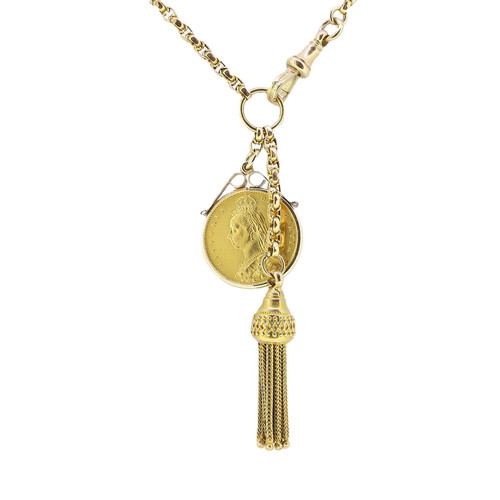Vintage 9k and 22k Gold Double Half-sovereign Coin and Tassel Charm ...