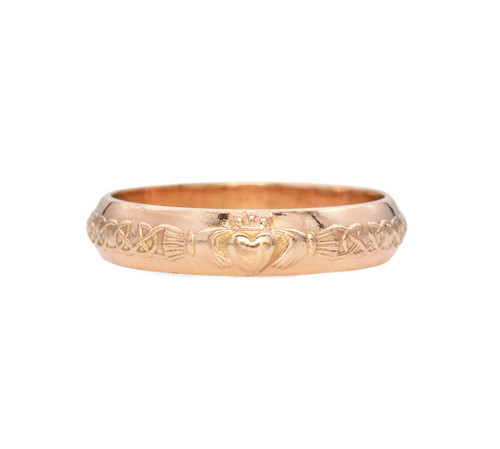 Vintage 14k Yellow Gold Irish Heart Claddagh Band Ring - Love Loyalty ...