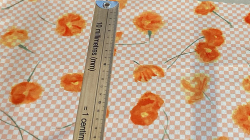 3m for £6 Peach Checkered Orange Floral - Scuba twill (BD119 ...