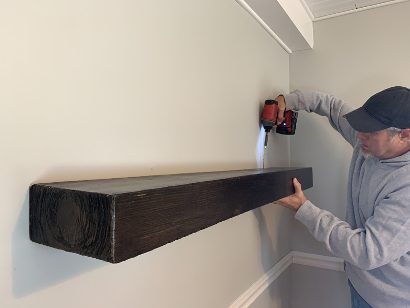 Build a Faux Beam Mantle Shelf