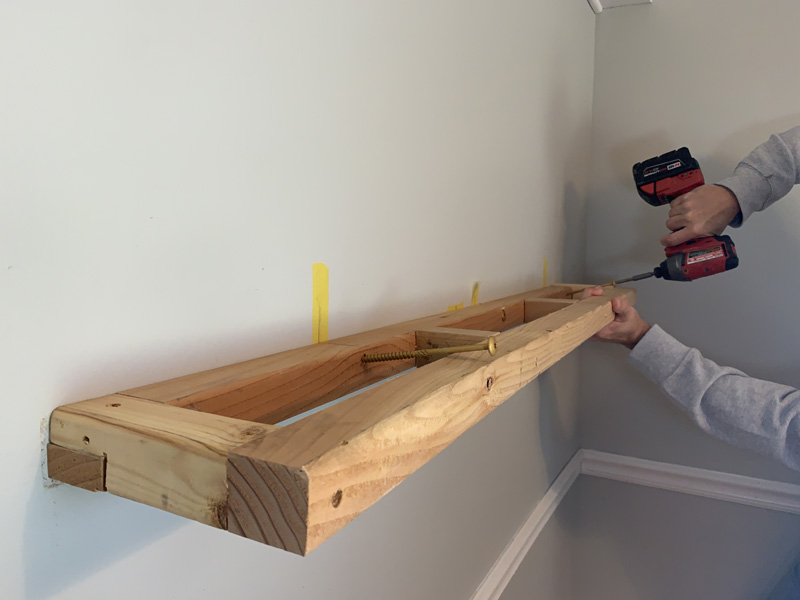 Build a Faux Beam Mantle Shelf