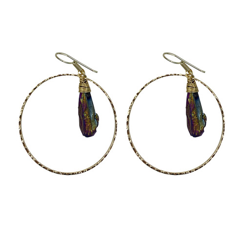 Vitrail Druzy Drop Hoop | Heather Ford Designs