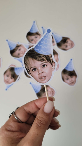 Pack de 16 Toppers foto personalizados | Karla Festa