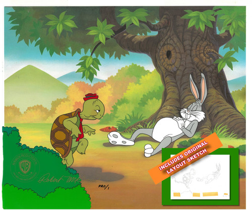 Snooze You Lose Bugs Bunny Cecil Turtle Cel Pro #1 w/ Original Drawing ...
