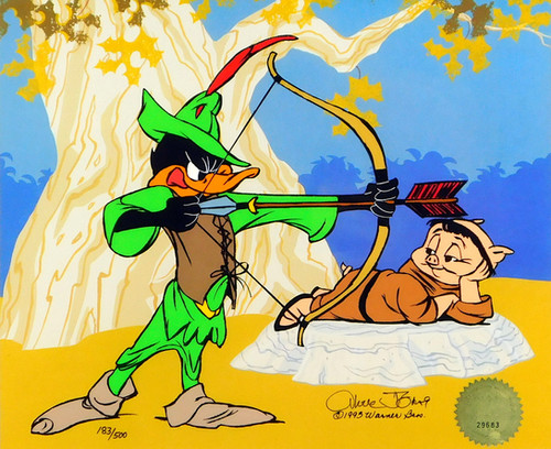 BOW AND ERROR Chuck Jones Signed Robin Hood Daffy Cel | ANIMATION AMERICA