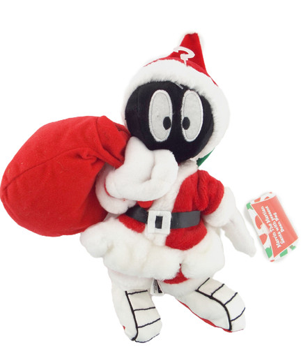 1999 MARVIN the MARTIAN SANTA w/ K-9 Dog Warner Bros Bean Bag Plush ...