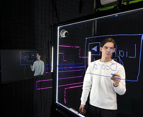 Transparent board and lightboard for online learning and tuttoring