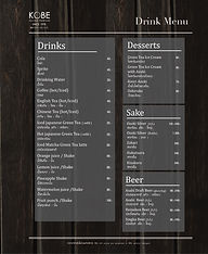 Kobe Steakhouse Menu