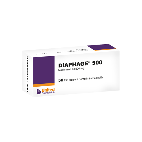 DIAPHAGE 500MG 50 TABLETS | IBN RUSHD PHARMACY