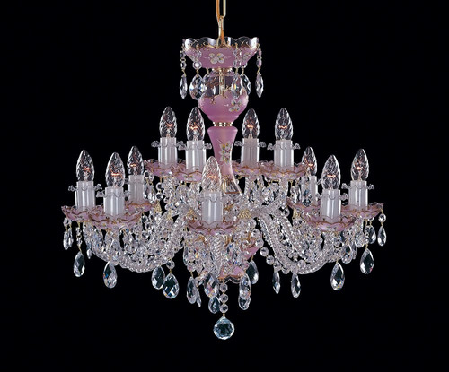 Pink crystal chandelier with 12 lights for any room | berkanausa