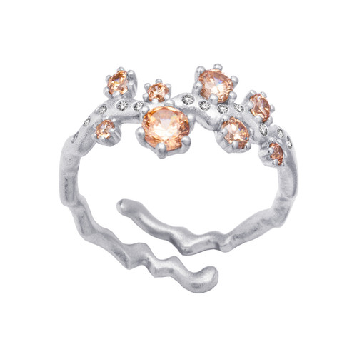 Ring sterling silver Tilia adjustable size with cubic zirconia stones ...