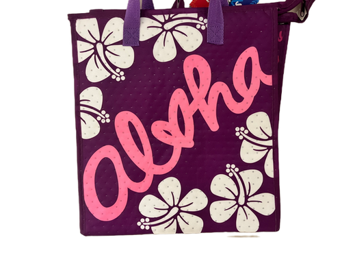 Aloha Hibiscus Purple Insulated Hawaiian Tote Bag | Goodstuffhawaii