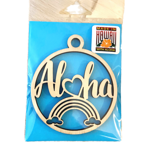 Hawaii Aloha Rainbow Wood Ornament | Goodstuffhawaii