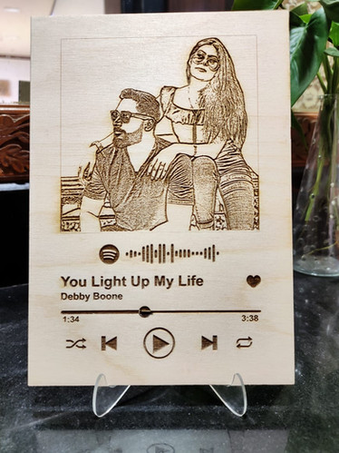 CARVEGLOW® Personalized Spotify Music Engraved Wooden Plaque Photo ...